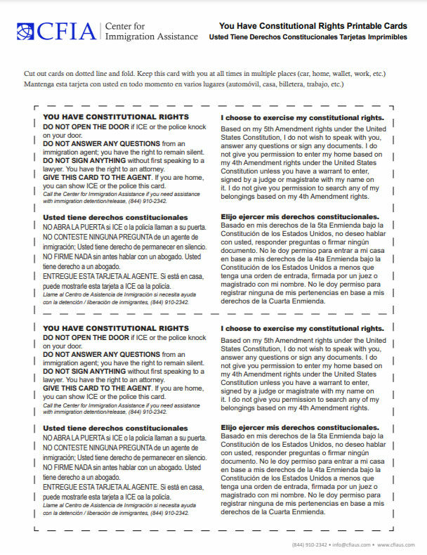 Know Your Rights: Printable Handouts from the American Immigration ...
